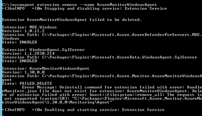 Issue in Uninstallation of AMA for Arc Enabled Windows server ...