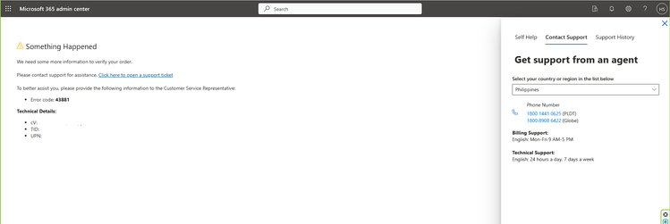 Getting error code 43881 when purchasing | Microsoft Community Hub