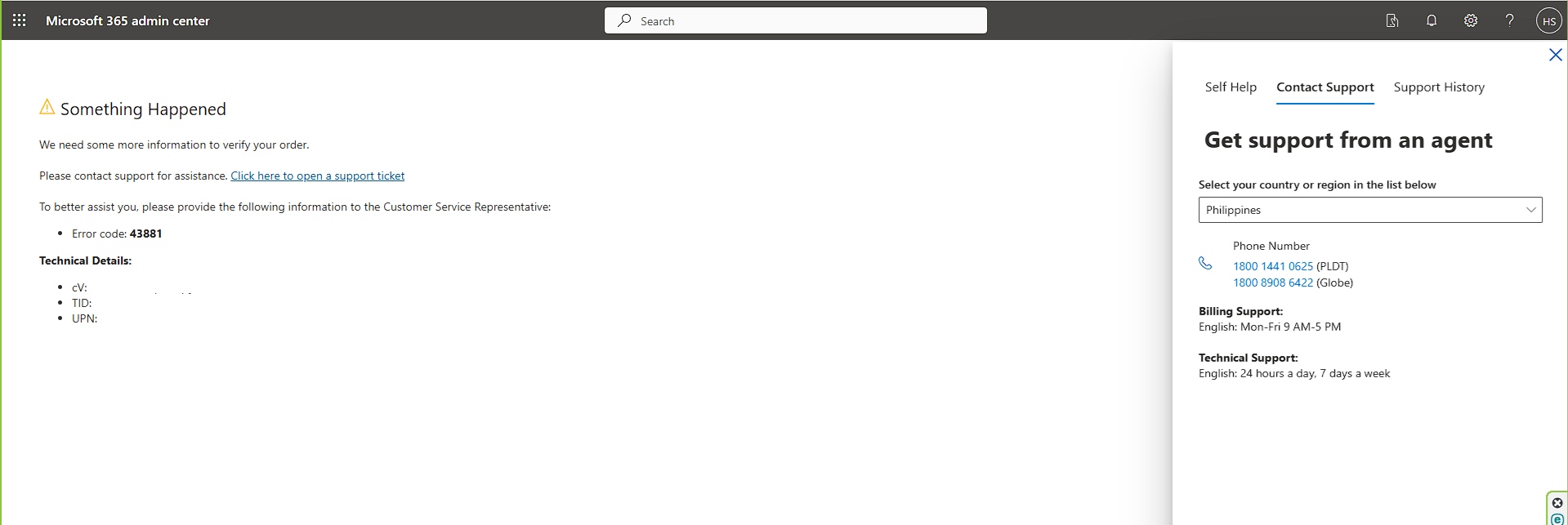 Getting error code 43881 when purchasing | Microsoft Community Hub