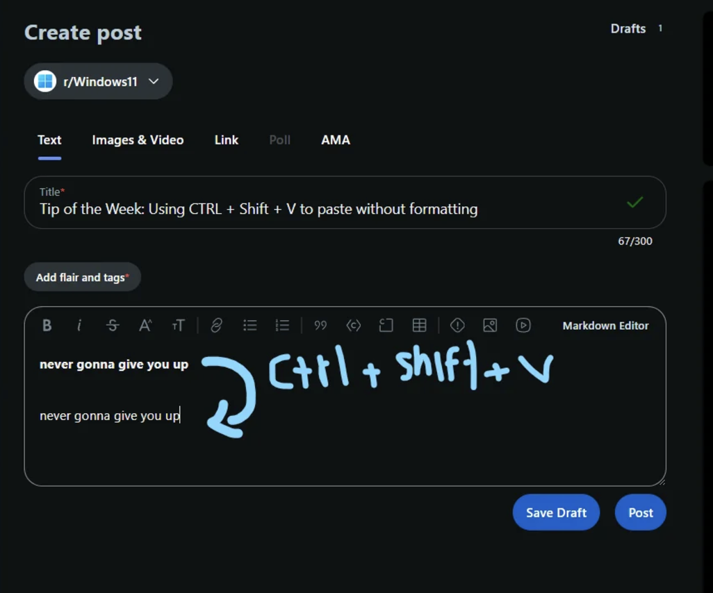 Paste without formatting: Ctrl + Shift +v | Microsoft Community Hub