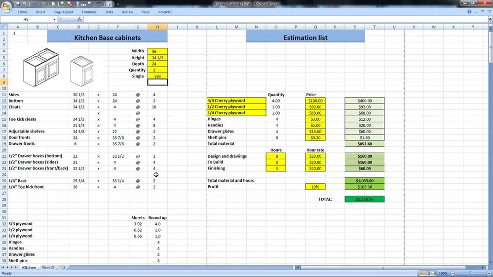 Cabinet calculator formula and estimates | Microsoft Community Hub
