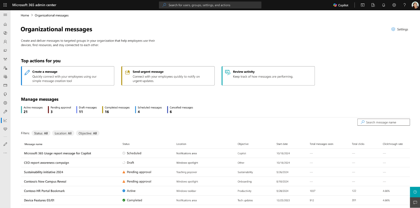 Announcing general availability of organizational messages in the ...