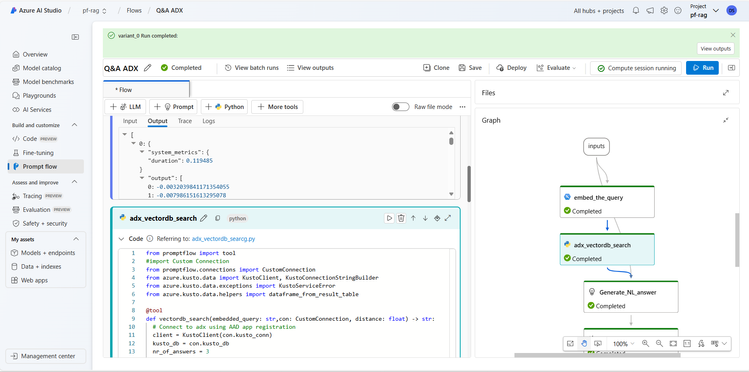 Azure AI Studio Prompt Flow with Azure Data Explorer for Vector Search ...