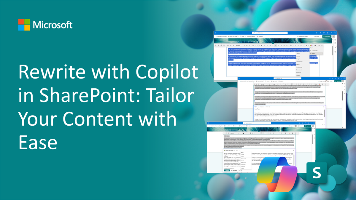 Rewrite with Copilot in SharePoint: Tailor Your Content with Ease | Microsoft Community Hub