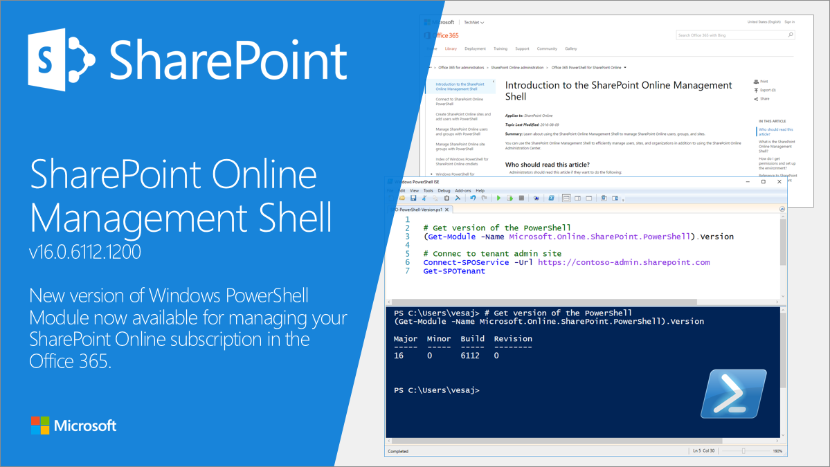 New SharePoint Online Management Shell (PowerShell) released | Microsoft Community Hub