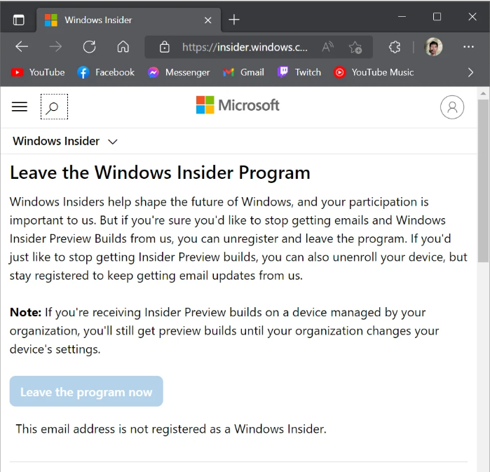 Leave windows Insider Program | Microsoft Community Hub