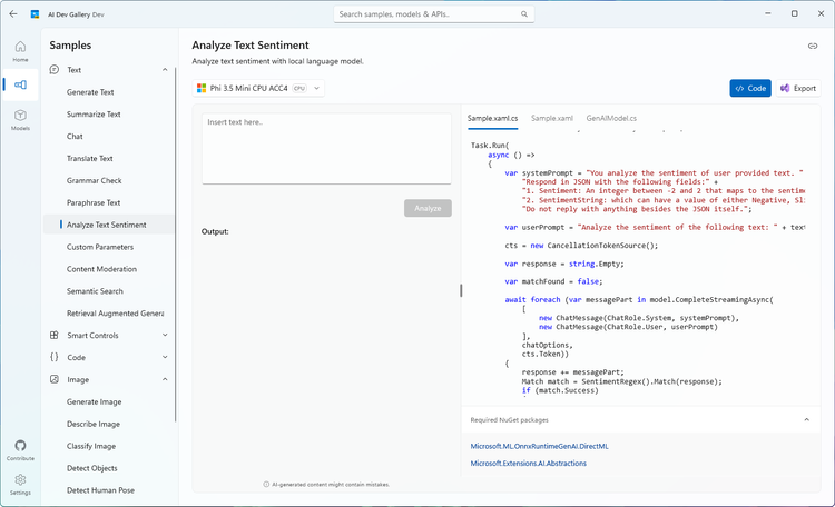 Getting Started with the AI Dev Gallery | Microsoft Community Hub