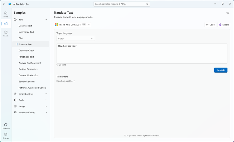 Getting Started with the AI Dev Gallery | Microsoft Community Hub