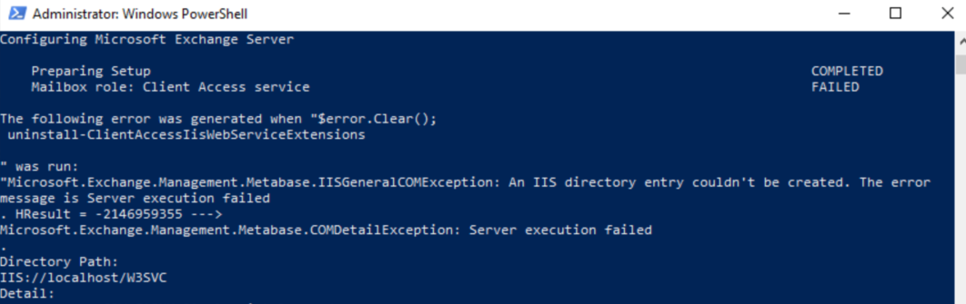 uninstall error exchange server CAS role: | Microsoft Community Hub