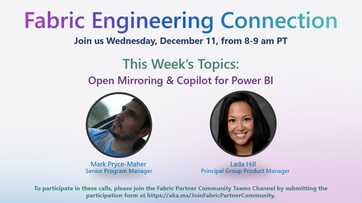 Join the Fabric Partner Community for this Week's Fabric Engineering ...