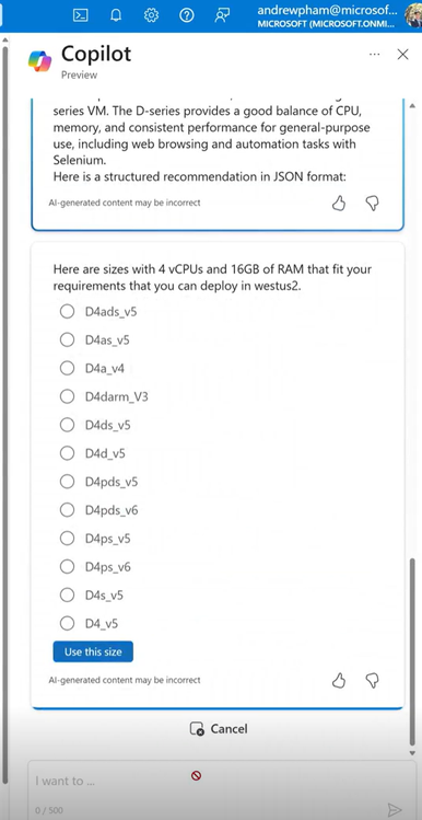Using Microsoft Copilot in Azure to find the best VM size for you | Microsoft Community Hub