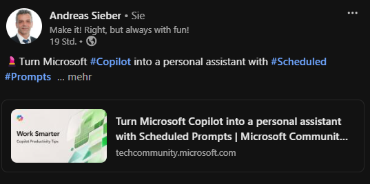 Blog "Turn Microsoft Copilot into a personal assistant with Scheduled ...