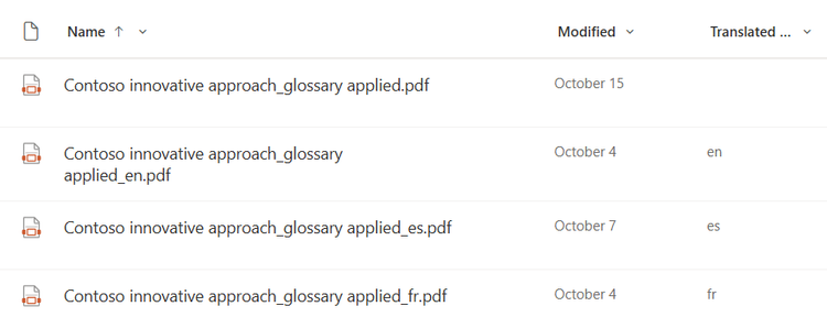 Multiple language support and custom glossary for document translation ...