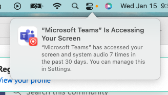 "Microsoft Teams" Is Accessing Your Screen notification | Microsoft Community Hub