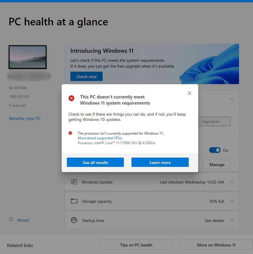 windows 11 health check doesn't recognize cpu | Microsoft Community Hub