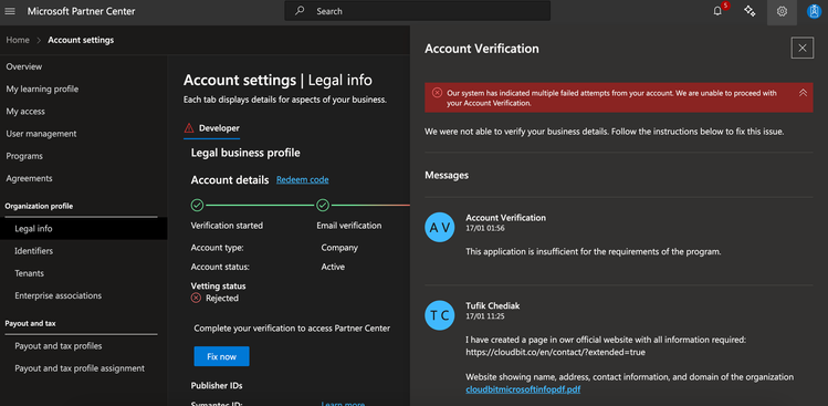 Ongoing Issue with Employment Verification in Microsoft Partner Program ...
