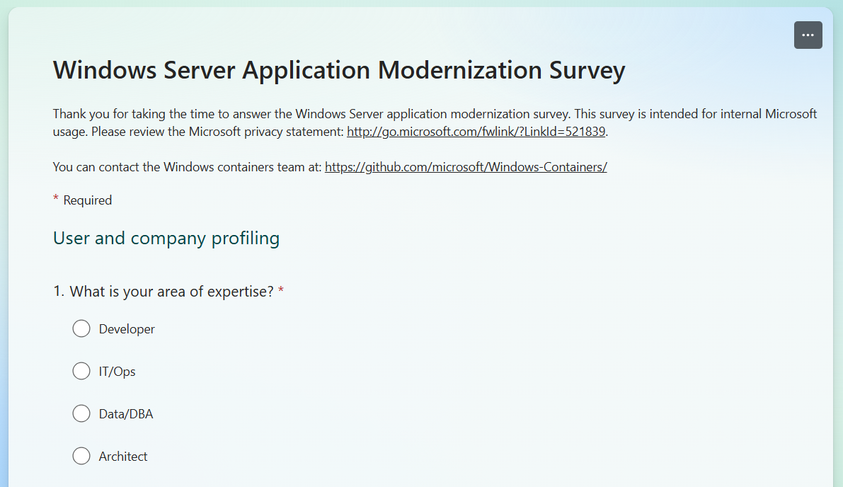 New survey - Windows Server application survey! | Microsoft Community Hub