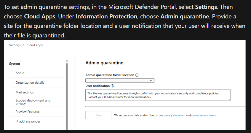 Setting up Admin Quarantine | Microsoft Community Hub