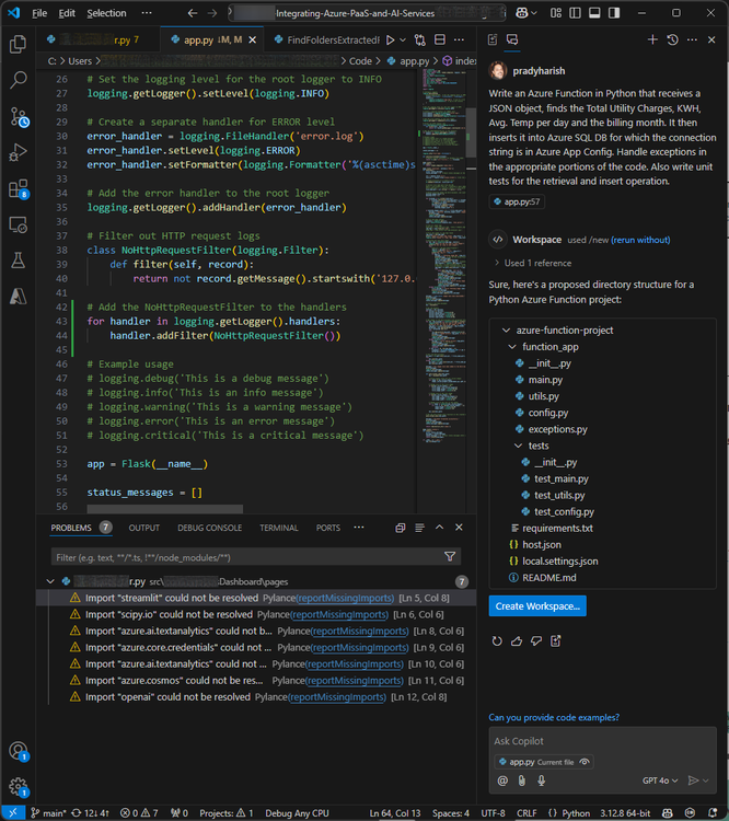 Azure AI Foundry, GitHub Copilot, Fabric and more to Analyze usage stats from Utility Invoices ...