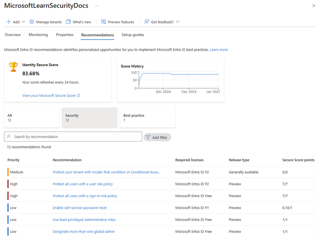 New Identity Secure Score recommendations in General Availability ...