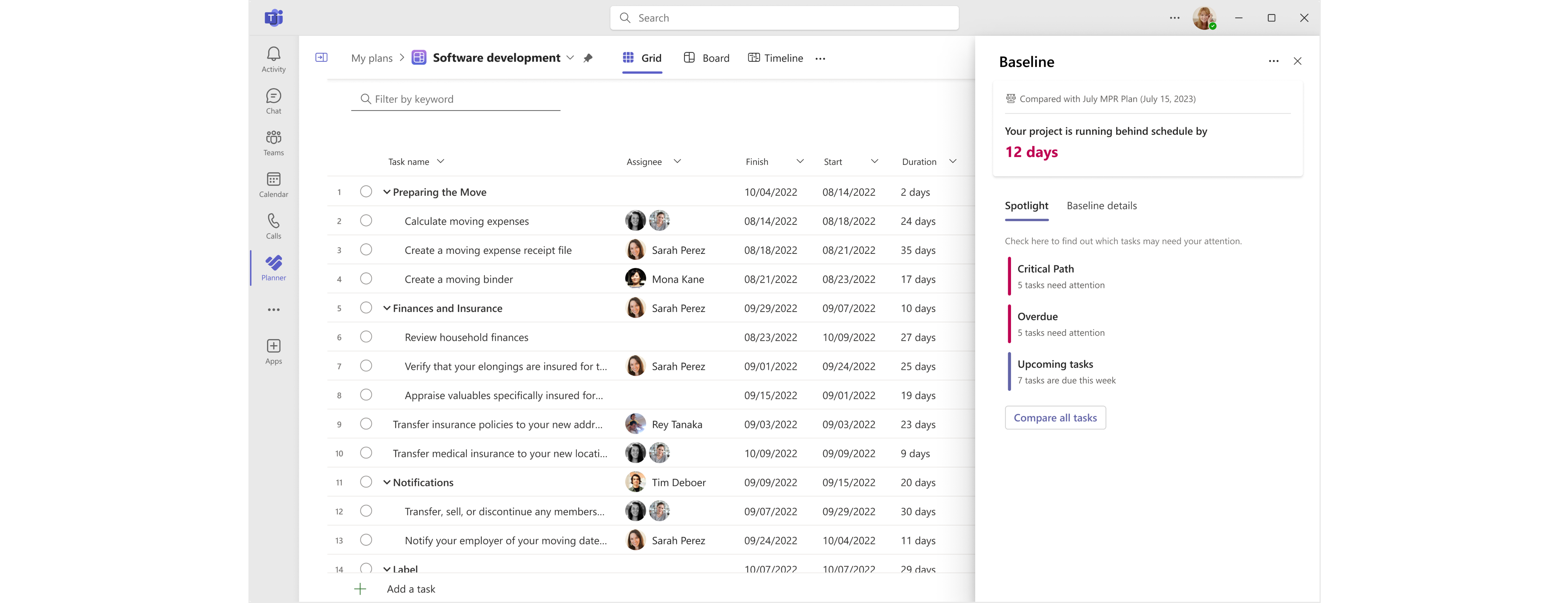 Announcing updates to the Baseline feature in Microsoft Planner ...