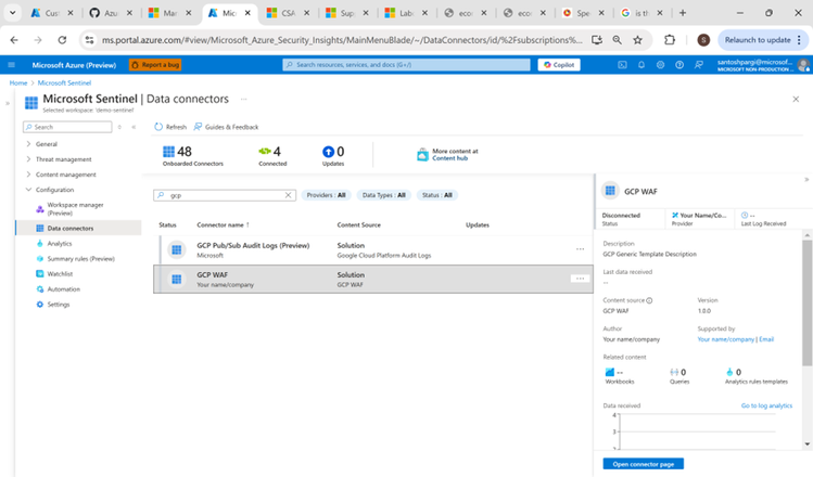 Creating a Custom Sentinel GCP WAF /Load balancer Data Connector ...
