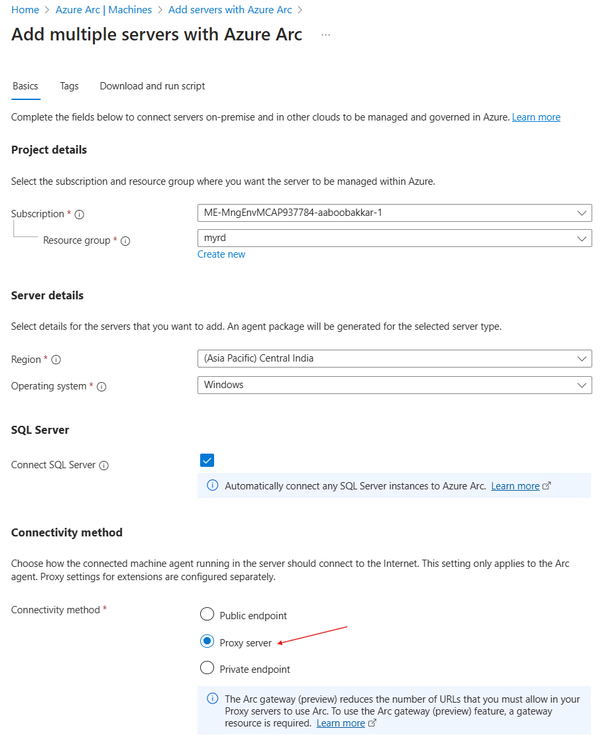 LAB: Onboarding On-premises Machine to Azure Arc by using Proxy as ...