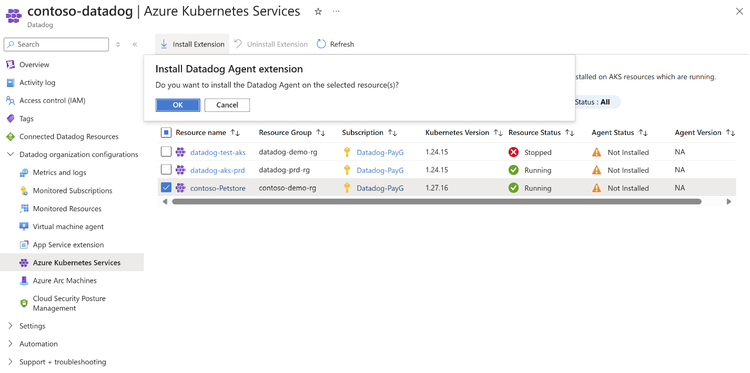 Deploy Datadog Agent to AKS clusters with Datadog Azure Native ISV Service | Microsoft Community Hub