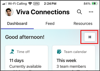 Viva connections for mobile "Home page" button | Microsoft Community Hub