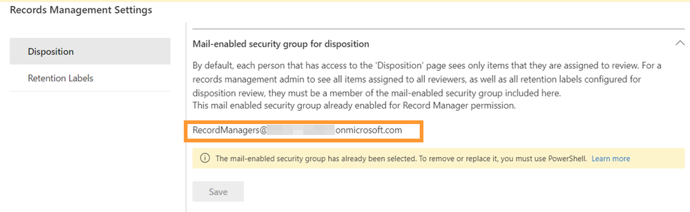 Error viewing disposition reviews as a records management administrator | Microsoft Community Hub
