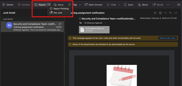 Built-in report button is available in Microsoft Outlook across ...