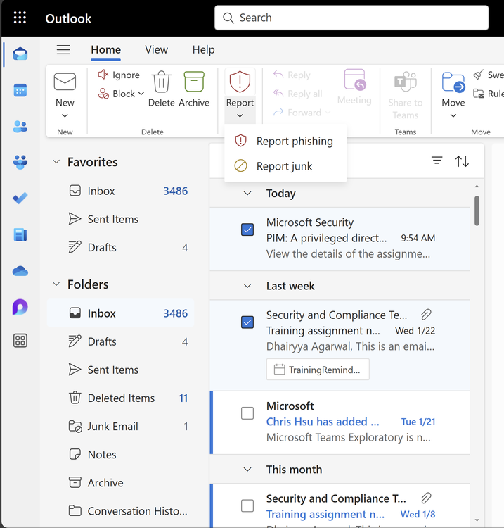 Built-in report button is available in Microsoft Outlook across platforms | Microsoft Community Hub