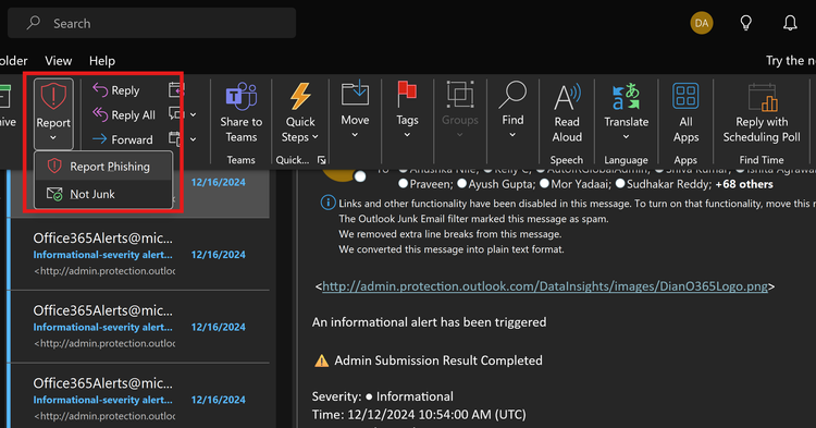 Built-in report button is available in Microsoft Outlook across ...