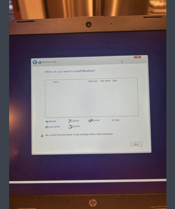 Where do you want to install Windows is blank | Microsoft Community Hub