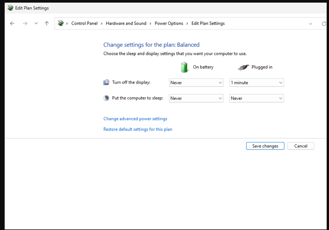 "Turn off the display" (Plugged in) timeout puts the computer to sleep ...