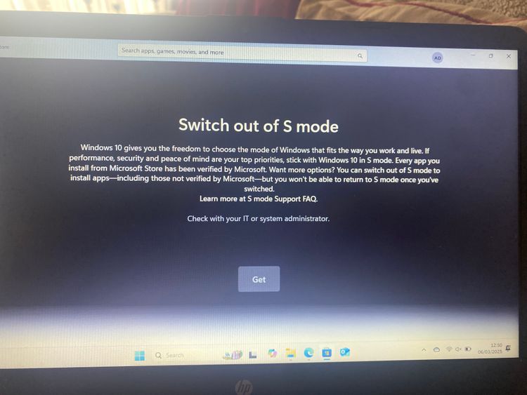 S mode not turning off | Microsoft Community Hub