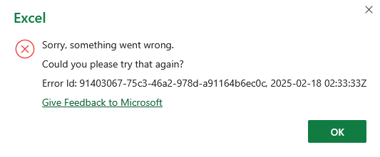 "Sorry , something went wrong" | Microsoft Community Hub