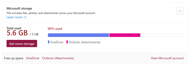 Email Storage Not Updating | Microsoft Community Hub