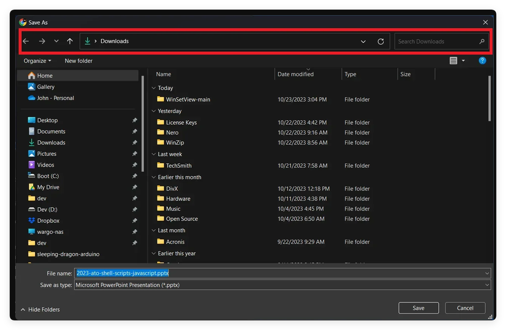 FileOpenSave dialog box not showing file location | Microsoft Community Hub