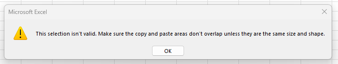 What if Analysis, getting "copy and paste overlap" error | Microsoft Community Hub