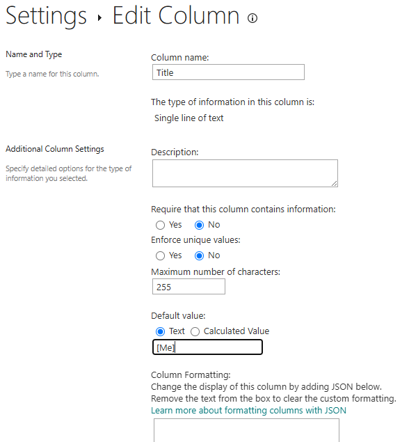 Set default value by logged user for title colum in a SharePoint list ...