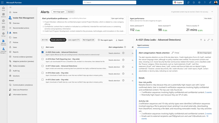 Announcing Alert Triage Agents in Microsoft Purview, powered by Security Copilot | Microsoft ...