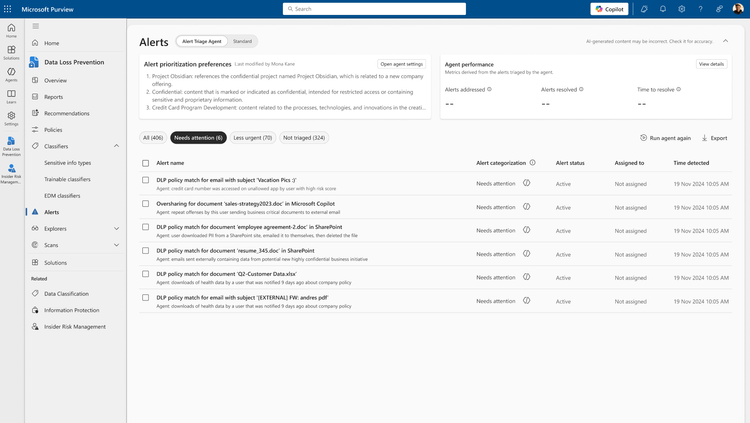 Announcing Alert Triage Agents in Microsoft Purview, powered by Security Copilot | Microsoft ...