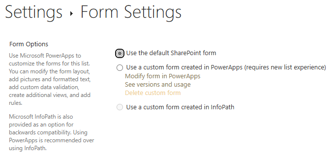 Microsoft Lists - Form Settings missing | Microsoft Community Hub