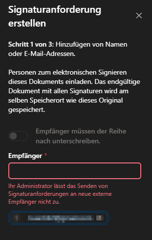 E-Signature cannot add external people as recipients for requests ...