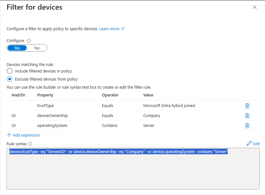 Conditional Access Policy with filtered devices does not work as expected | Microsoft Community Hub