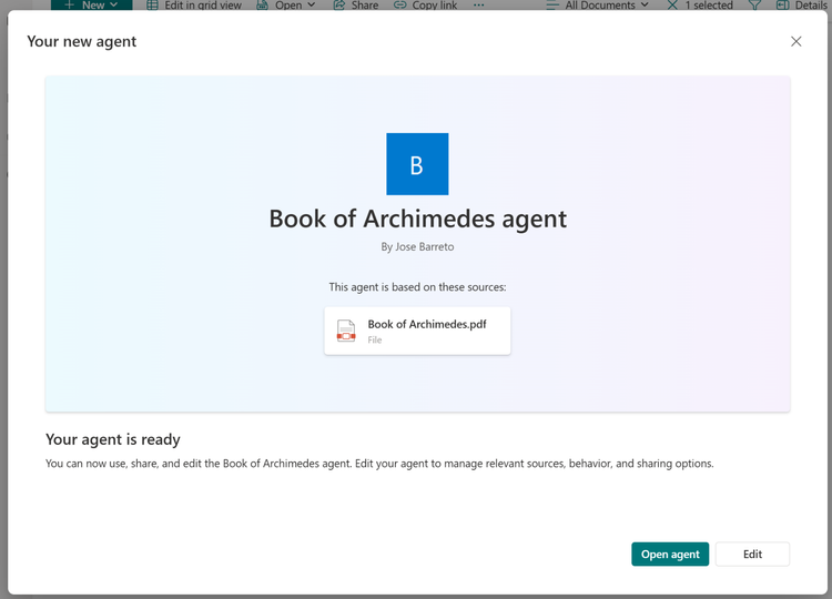 Book of Archimedes, Copilot and SharePoint Agents | Microsoft Community Hub