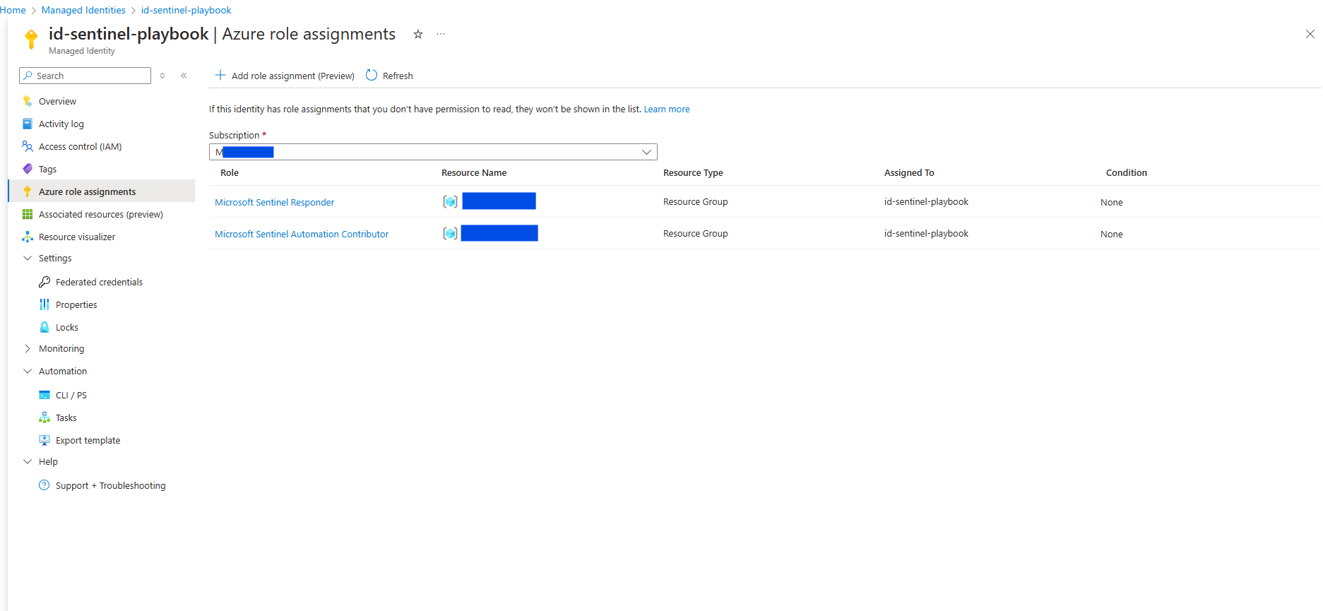 "Authorization failed" error for Logic app writing a comment to Sentinel Incident | Microsoft ...