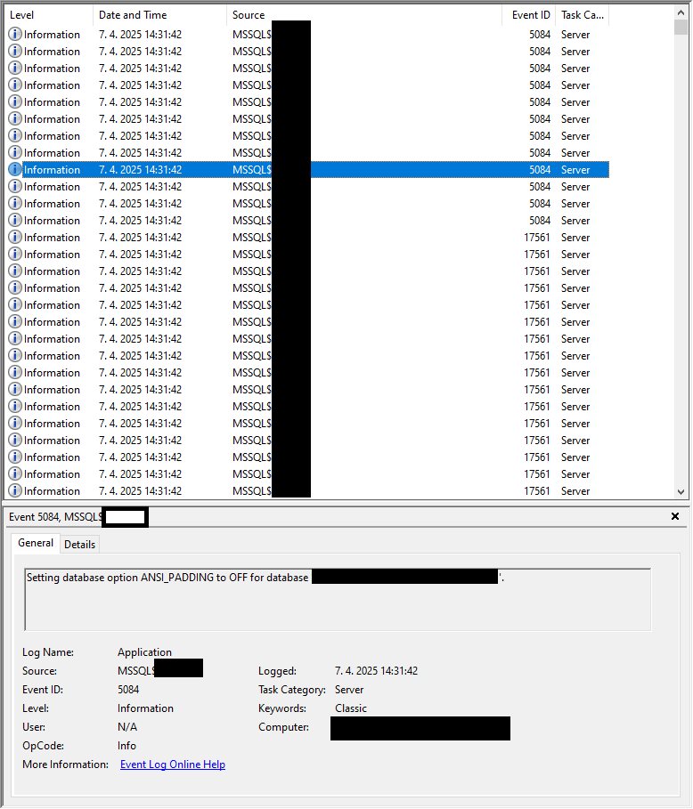 SQL2022 - how to reduce - too many items in MS event viewer | Microsoft Community Hub