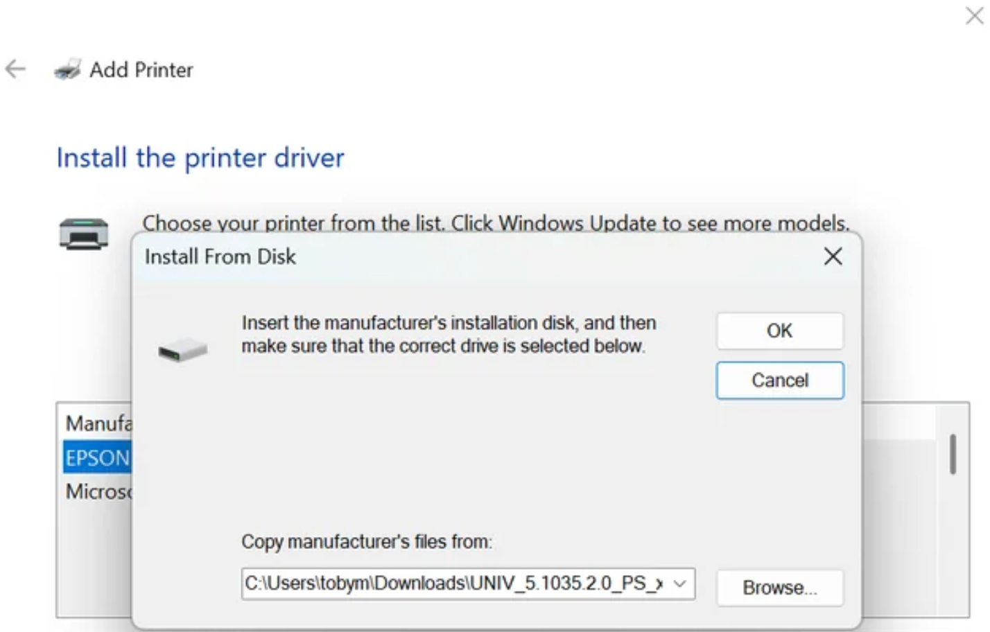 Unable to install printer driver on my pc | Microsoft Community Hub
